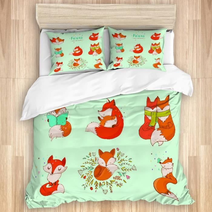 Parure de couette Personnages de renard,mignons,adorables,1 Housse de ...