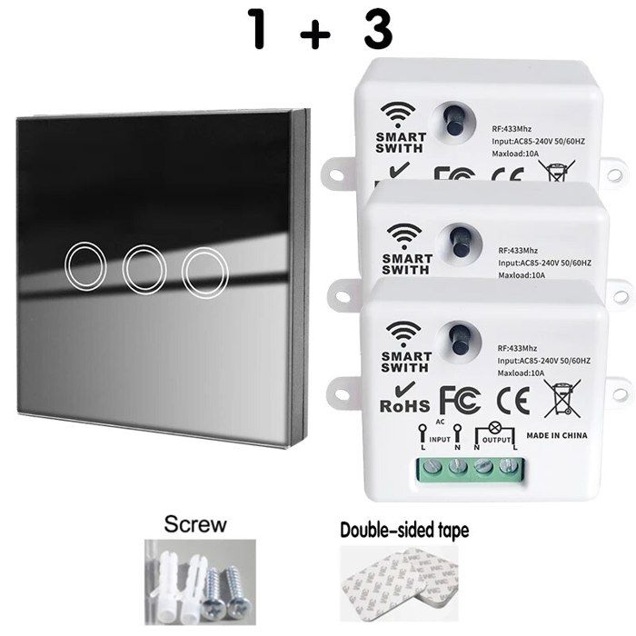 Interrupteur intelligent sans fil avec télécommande 433Mhz panneau ...