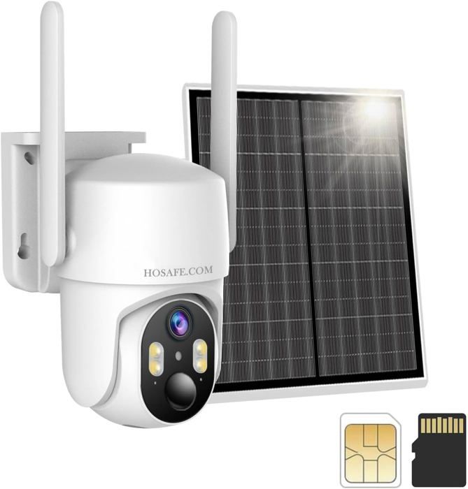 4G LTE Caméra Surveillance Solaire Avec Carte Sim Camera Exterieur Sans Fil Batterie 2K HD ...