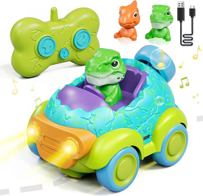 Voiture Telecommandé Enfant 3 Ans, Jouet Dinosaure Avec Lumières Et Musique, Jouet Enfant 2 3 4 ...