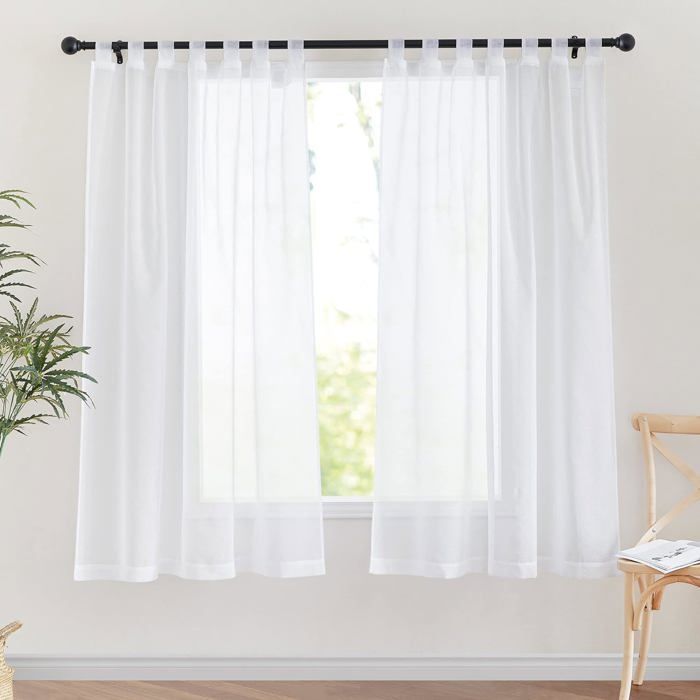 Rideau Blanc - Rideaux Voilage Lot De 2 Lin Naturel Effet 140 X 160 ...