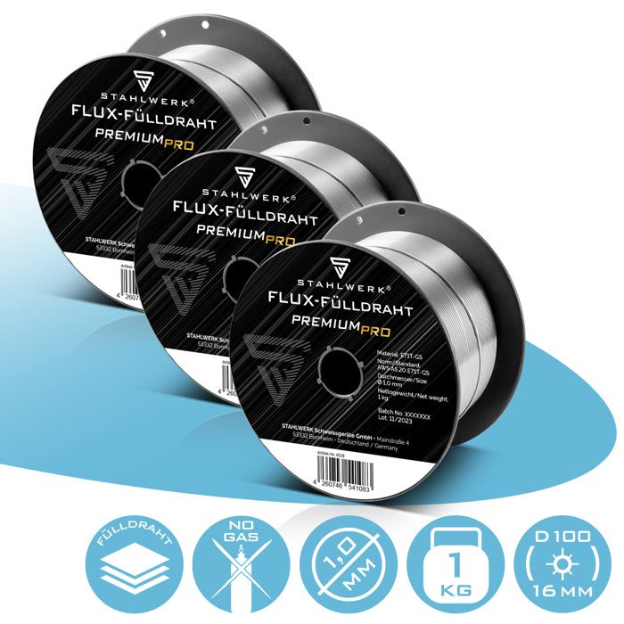 STAHLWERK 3 x fil de soudage MIG MAG fil fourré E71T-GS 1,0 mm S100/D100 1 kg - Cdiscount Bricolage