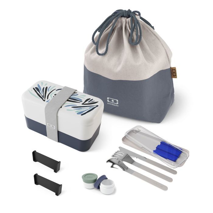 Set repas lunch box 2 étages 1L bleu Nordic + accessoires Bleu Nordic ...