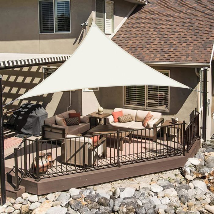 Voile d'ombrage triangulaire imperméable 2x2x2 m en PES - Protection UV ...