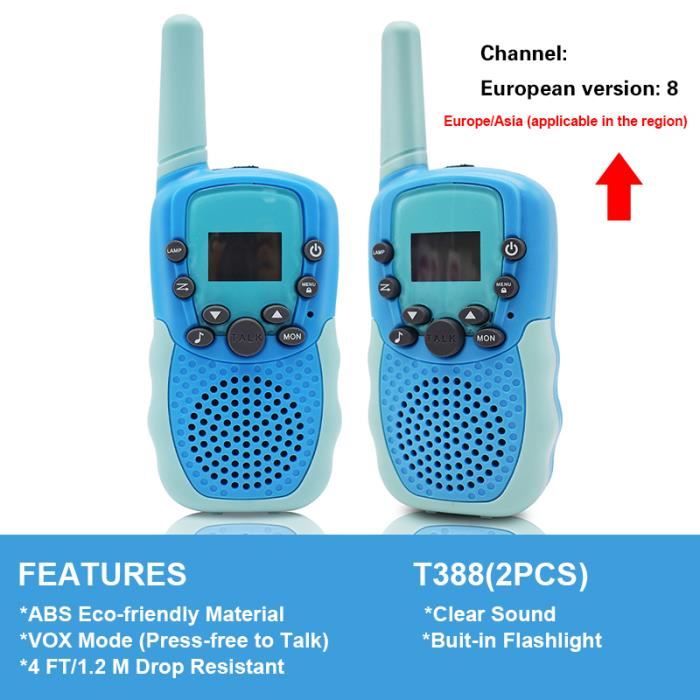 Cyan bleu-Talkie Walperforé T388 pour enfants, 2 pièces, récepteur radio, jouet pour enfants ...