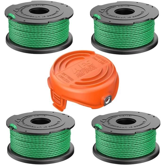 Lot de 4 Bobines de Rechange pour BLACK+DECKER A6486-XJ Coupe-Bordures,Avec1 Capuchon de Coupe ...