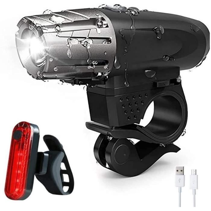 Lampe VTT, Vélo Lampe Avant USB Rechargeable Puissant Lumière de Vélo ...