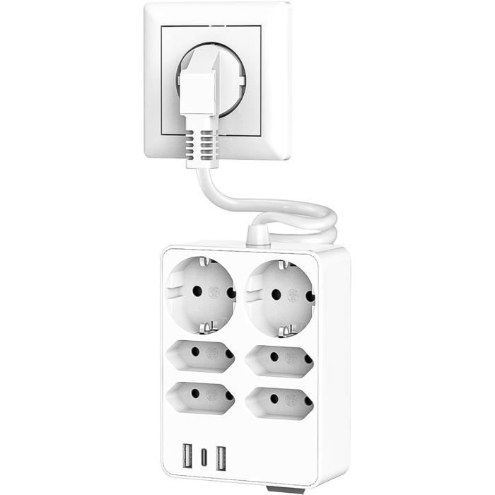 6 Voies Multiprise Avec Usb-Usb C, Multiprise Murale Avec Interrupteur ...