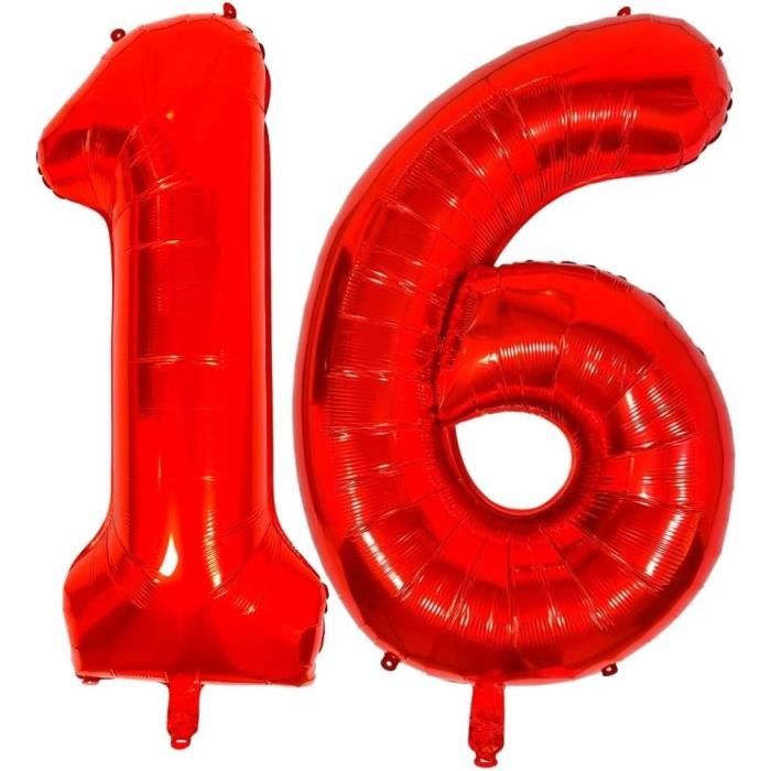 Ballon 16 Ans Rouge Xxl - Ballon Anniversaire 16 Ans Decoration, Ballon ...