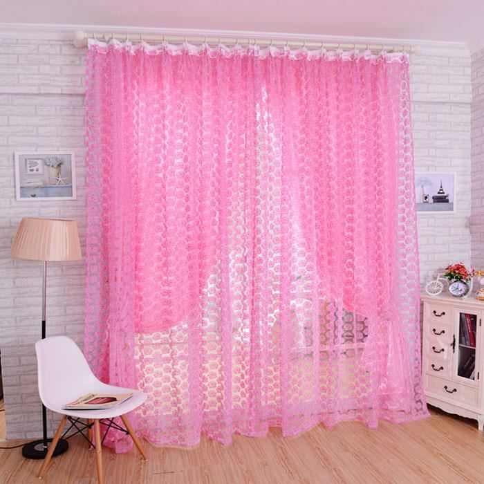 RIDEAU - DOUBLE RIDEAUX Rose Tulle Fenêtre Porte Balcon rideau Screens ...
