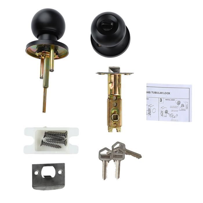 Fdit Serrure de poignée de porte à boule en acier inoxydable 201 acier ...