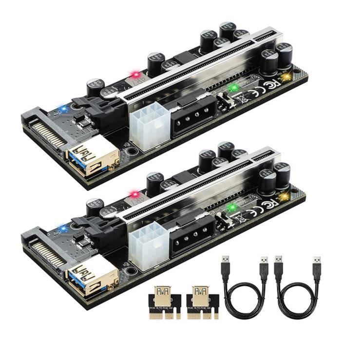 2 Jeu de Câble D'Extension de Carte Graphique PCI-E 1X à 16X V009S PRO ...