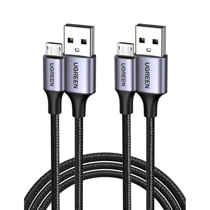 Lot De 2 Câble Micro Usb Qc Rapide 3A Nylon Tressé Compatible Avec ...