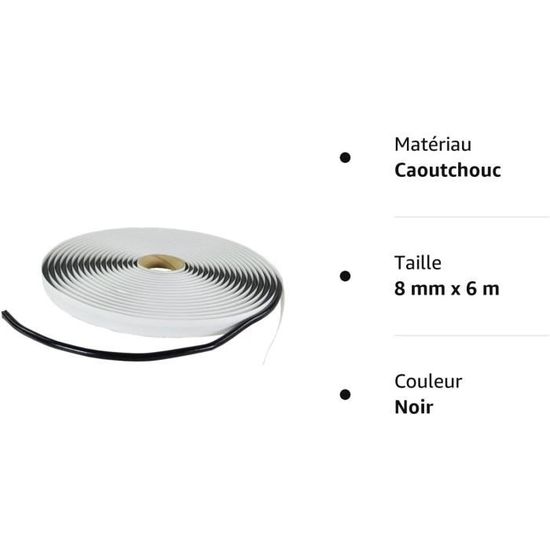 Ruban Mastic Rond En Caoutchouc Butyle 8 Mm X 6 M Noir[J415 ...