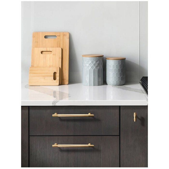 Poignées d'armoire moletées, trou central 96 mm, or 2 pièces ...