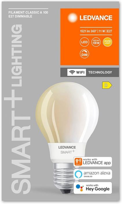 Ampoule LED intelligente avec Wifi culot E27 gradable blanc chaud (2700K) forme d\'ampoule mat ...