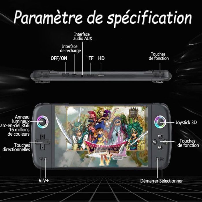 Console de jeu portable M27, 64 Go de mémoire interne avec 20 000 jeux ...