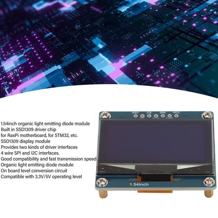 HURRISE Module d'affichage SSD1309 1.54 pouces Oled 128x64 SPI I2C pour ...