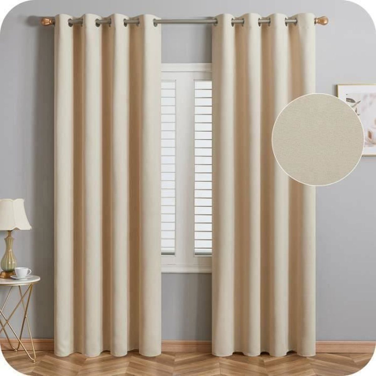 Rideau Occultant Beige 140x262 cm Rideau Thermique Isolant Anti Froid A ...