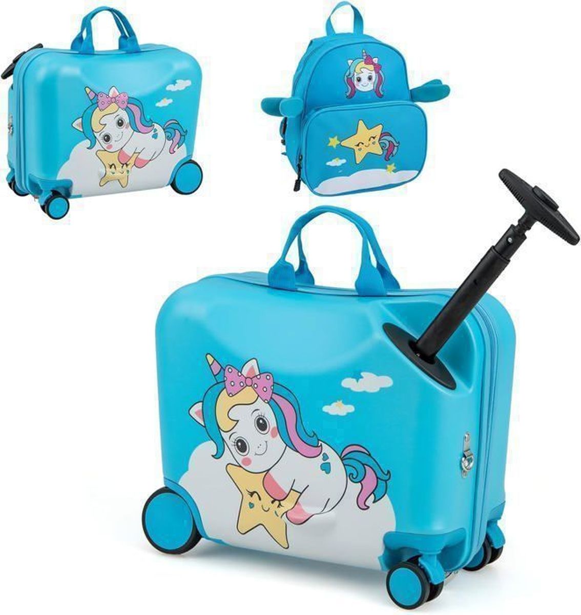 GOPLUS Valise Cabine Enfant 18" & Sac à Dos Enfant 12", Valise Enfant à ...