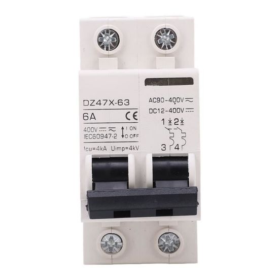 Cikonielf Disjoncteur miniature AC DC Mini Disjoncteur, 6A 4000A capacité de Rupture 400V AC DC ...