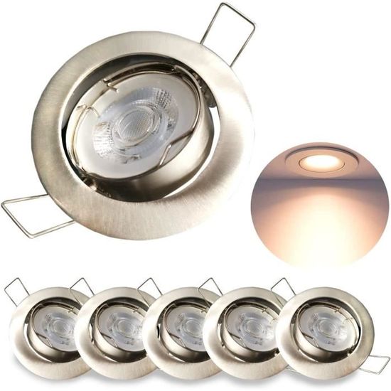 Lot de 6 Spots LED Encastrables, Lampe Spot de Plafonnier à LED Encastrée Ajustable, Base LED ...