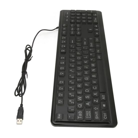 Clavier à gros caractères - TBEST - Modèle rétroéclairé - 104 touches ...