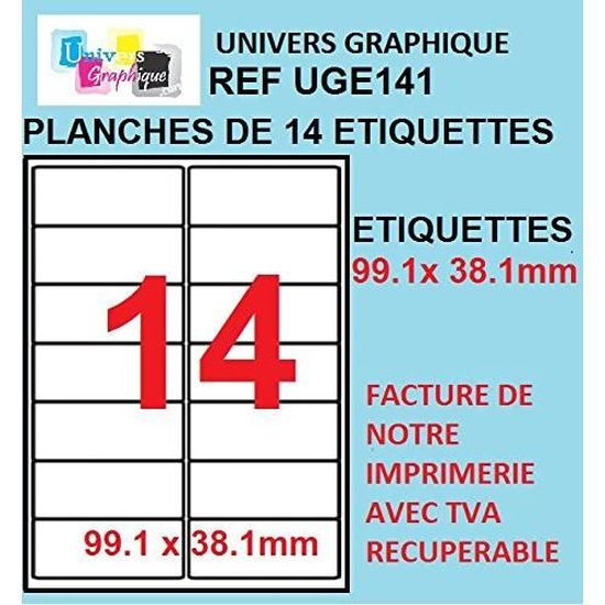 1400 étiquettes autocollantes étiquettes 99 x 38 mm - 14 Étiquettes par ...