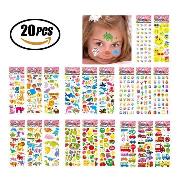 Stickers 3D en Relief pour Enfant,Fille et Garçon de Grand Lot de 20 ...
