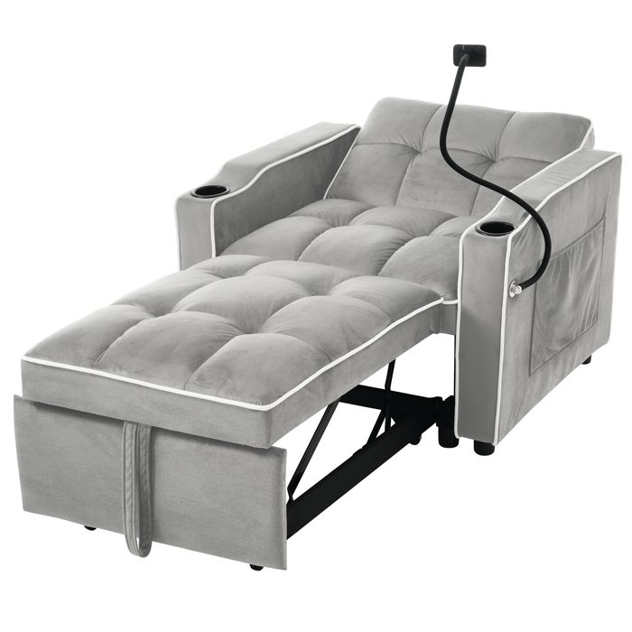 Canapé - lit simple extensible 3 en 1 - avec porte - gobelets et porte ...
