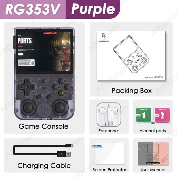 256G 35K Games - RG353V-Purple - Console de jeux vidéo rétro Portable ...