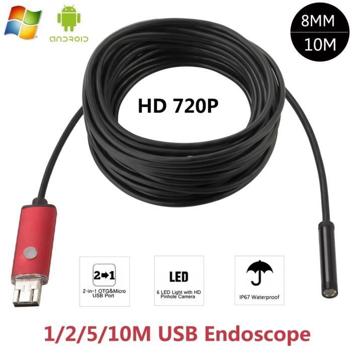 1m - Endoscope 2 en 1, caméra HD USB HD 720P, étanche IP67, compatible ...