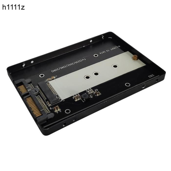 Le noir - Carte adaptateur M.2-NGFF SSD vers SATA 3.0, avec boîtier métallique, 2.5 pouces, pour ...
