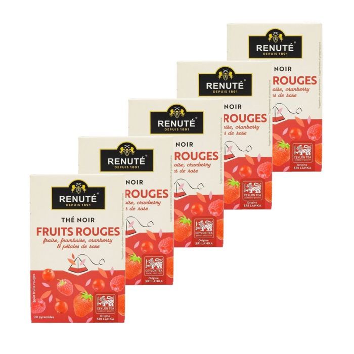 Renuté - Lot 5x Thé noir aux fruits rouges - 20 sachets - Boîte 32g ...