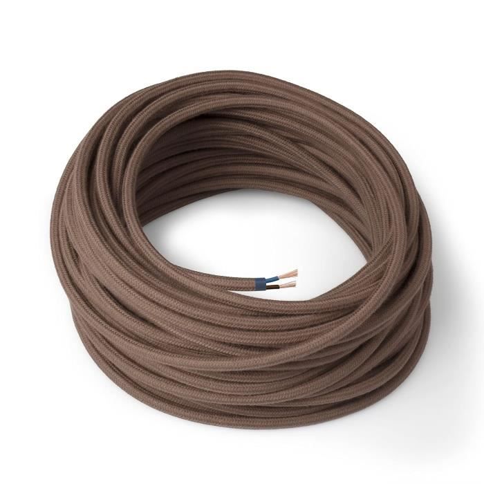 Câble Électrique Textile Couleur Marron, Rond, Coton, 3 Mètres, À 2 ...