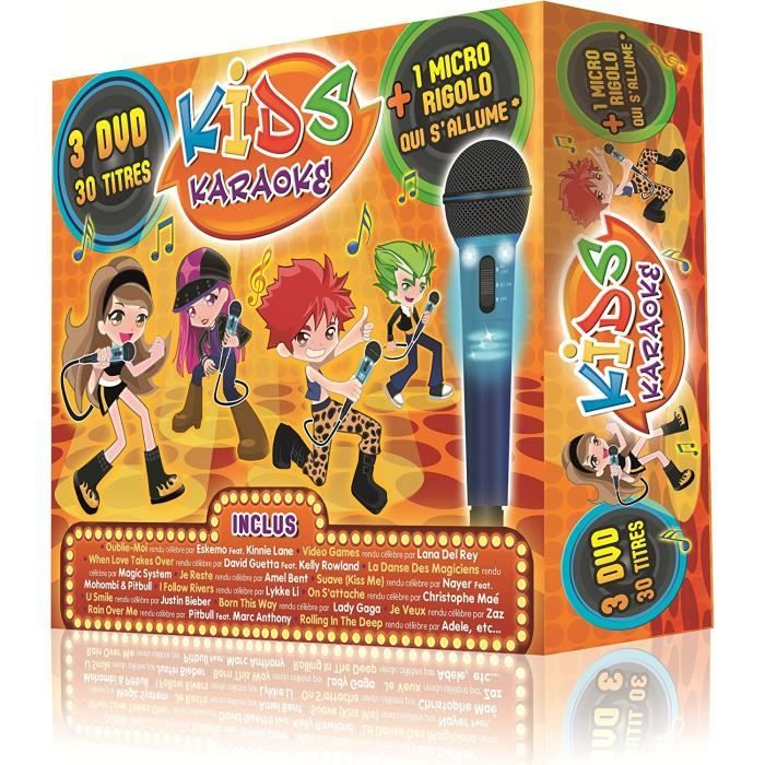 Jeu de karaoké pour enfants - Kids Karaoke - Coffret 3 DVD + 1 Micro ...