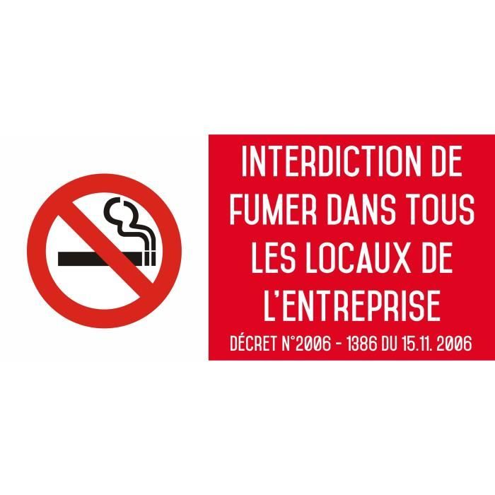 Interdiction interdit de fumer dans tous les locaux de l'entreprise - Autocollant vinyl ...