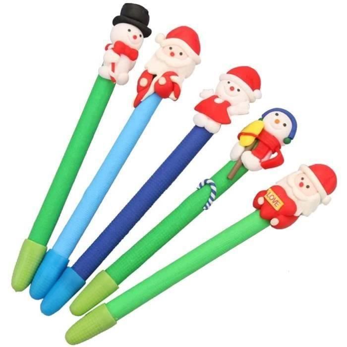 12 Pièces Noël Dessin Animé Gel Encre Stylo Ensemble Père Noël Stylos À