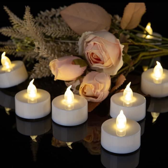 Lot De 24 Bougies Chauffe-Plat Led - Blanc Chaud - Villement Réaliste Et Lumineux - Fonctionne ...