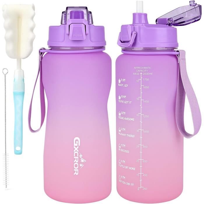 Bouteille D'Eau De 2 Litres, Sans Bpa, Anti-Fuite, Passe Au Lave-Vaisselle, Pour Le Sport, La ...