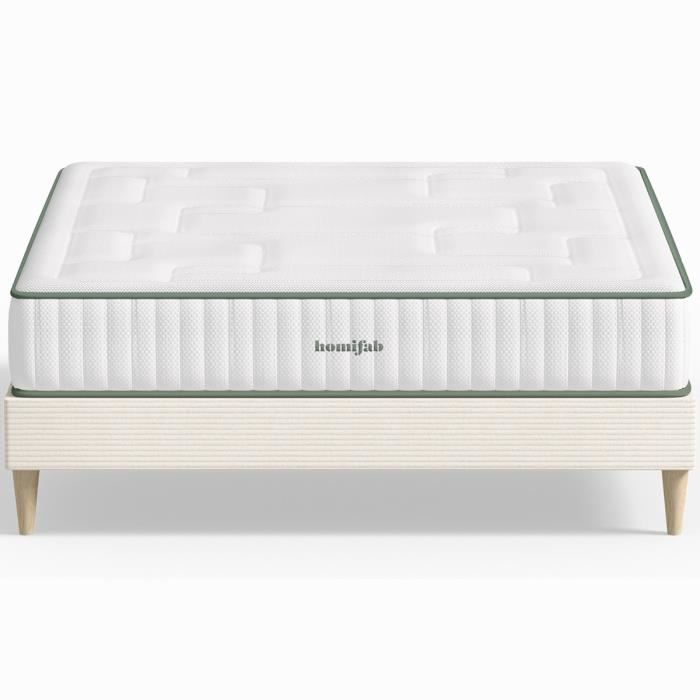 Ensemble lit + matelas - HOMIFAB - Dina - Beige - Ressort - 140x190 cm ...