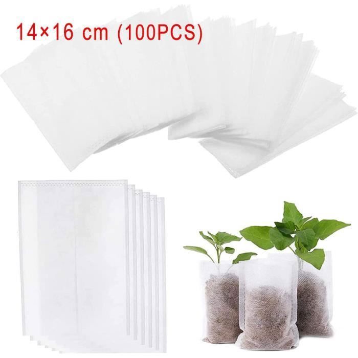 Lot de 100 Sacs biodégradables Tissu Non tissé pour Plantes semis Sacs ...