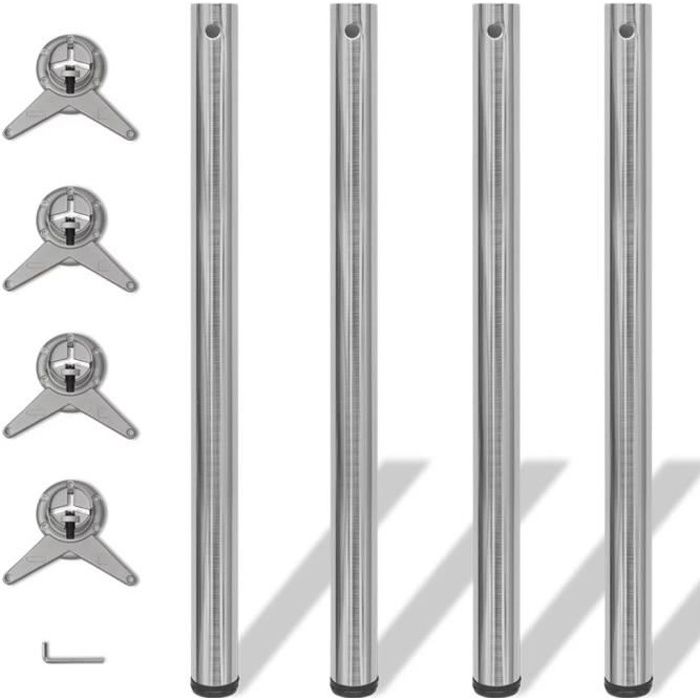 Magnifique-4 Pieds de table Support de table Nickel Brossé à hauteur ...