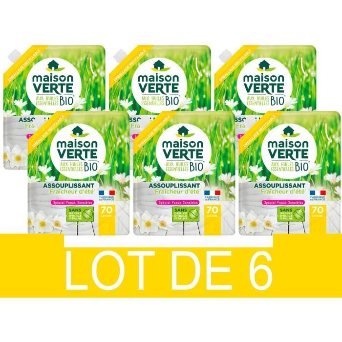 [Lot de 6] MAISON VERTE Adoucissant aux Huiles Essentielles - Bio ...