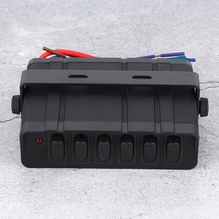Qiilu Boîte de commutateur à bascule Gorgeri 6 Gang Rocker Switch Box Controller 3P Red Light ...