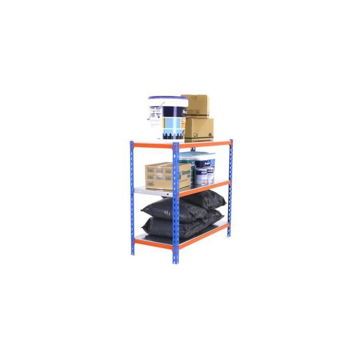 Étagère métallique - SIMON RACK - 3 niveaux - 900 x 900 x 500 mm - Bleu - Orange - Galvanisé ...
