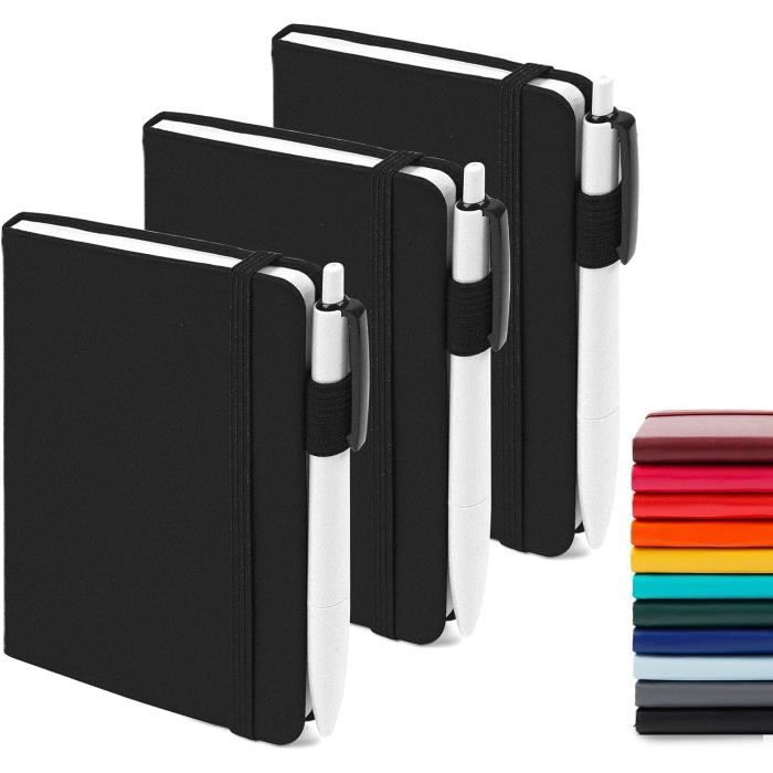 Feela 3 Carnet de Notes de Poche A6 avec 3 Stylos Noirs, Page Lignée ...