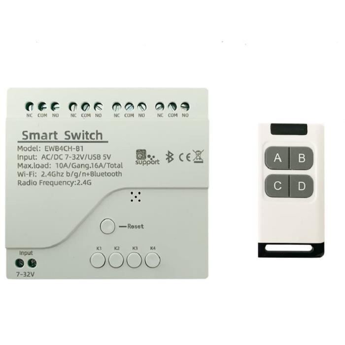 Mhcozy Module De Commutation De Relais Sans Fil Wifi Intelligent 4 Canaux Usb 5v Ac Dc 7 32v
