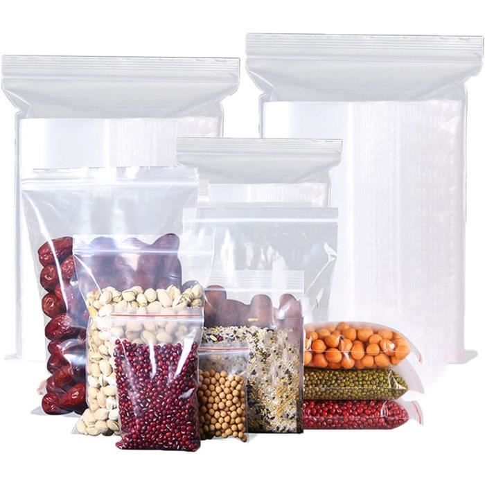 Lot De 100 Sachets Transparents En Plastique Refermables, Petits Sacs ...