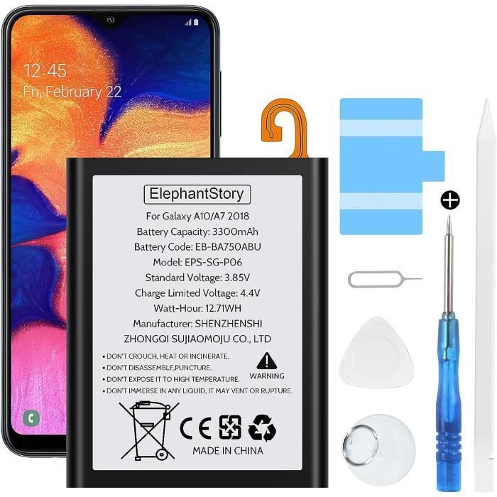 Batterie De Rechange Pour Samsung Galaxy A10 [2019] Galaxy A7 [2018] 3300 Mah Code Batterie Eb ...